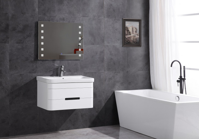 32" Bathroom Vanity With Led Mirror, PVC - Modern - Bathroom Vanities ...