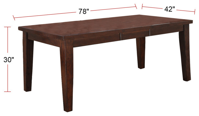 Wooden Dining Table with 18 Inches Leaf in Brown - Transitional ...