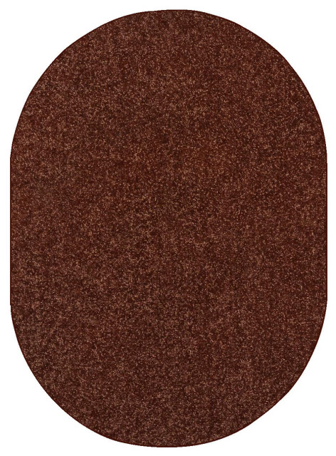 American Bright Solid Color Area Rugs, Chocolate, 2' x 8' Oval ...