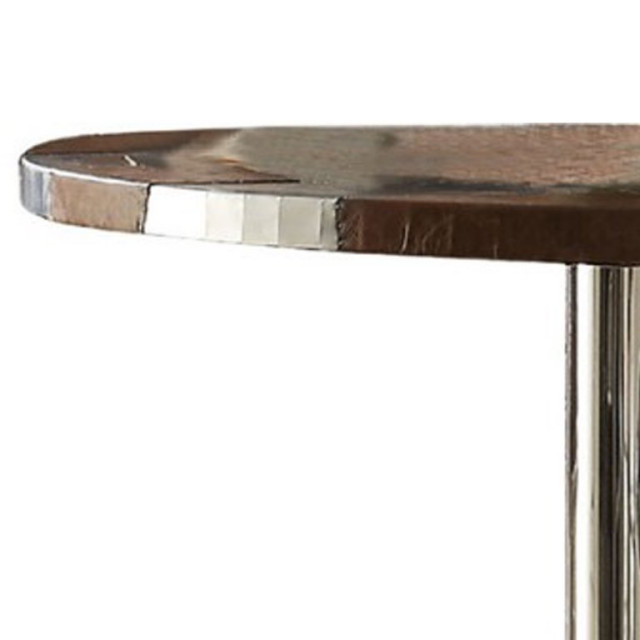 Bistro Dining Table, Chrome Pedestal Base & Round Faux Leather ...