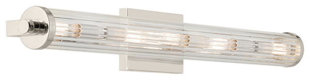 32 5-Light Linear Vanity Light With Clear Fluted Glass - Transitional ...