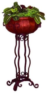 Tall Scroll Iron Floor Planter Copper Victorian Indoor/Outdoor Plant ...