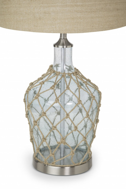 Set of 2 Light Blue Bubble Glass Coastal Table Lamps - Beach Style ...