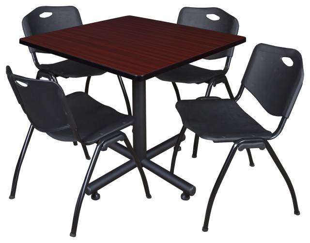 Kobe 42" Square Breakroom Table & 4 'M' Stack Chairs, 42 - Modern ...