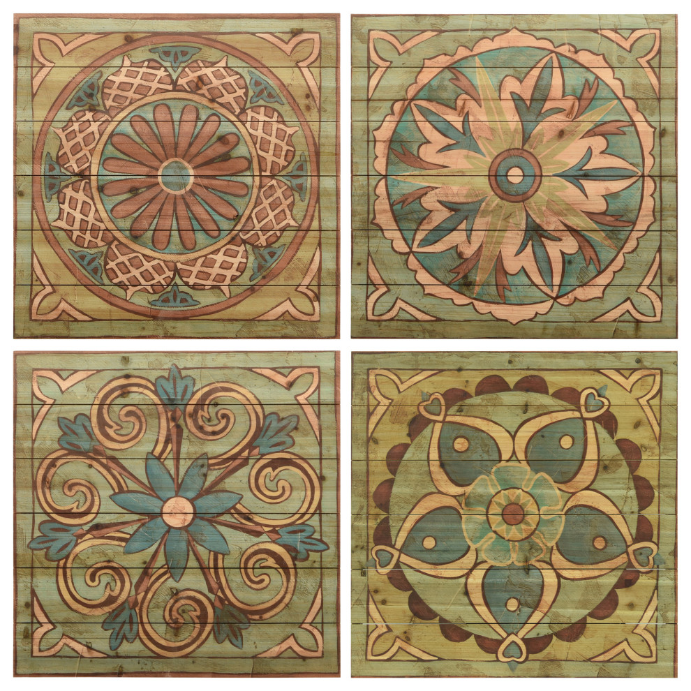 "Ornamental Tile" Abstract Square Wall Art Digital Print on Solid Wood ...