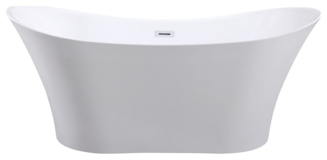 ARIEL 67" Acrylic Freestanding Bathtub Polished Chrome and Overflow ...