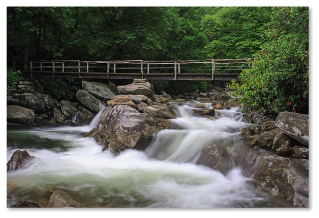 Bob Rouse 'chimney tops bridge 2' Canvas Art, 30"x47" - Rustic - Prints ...