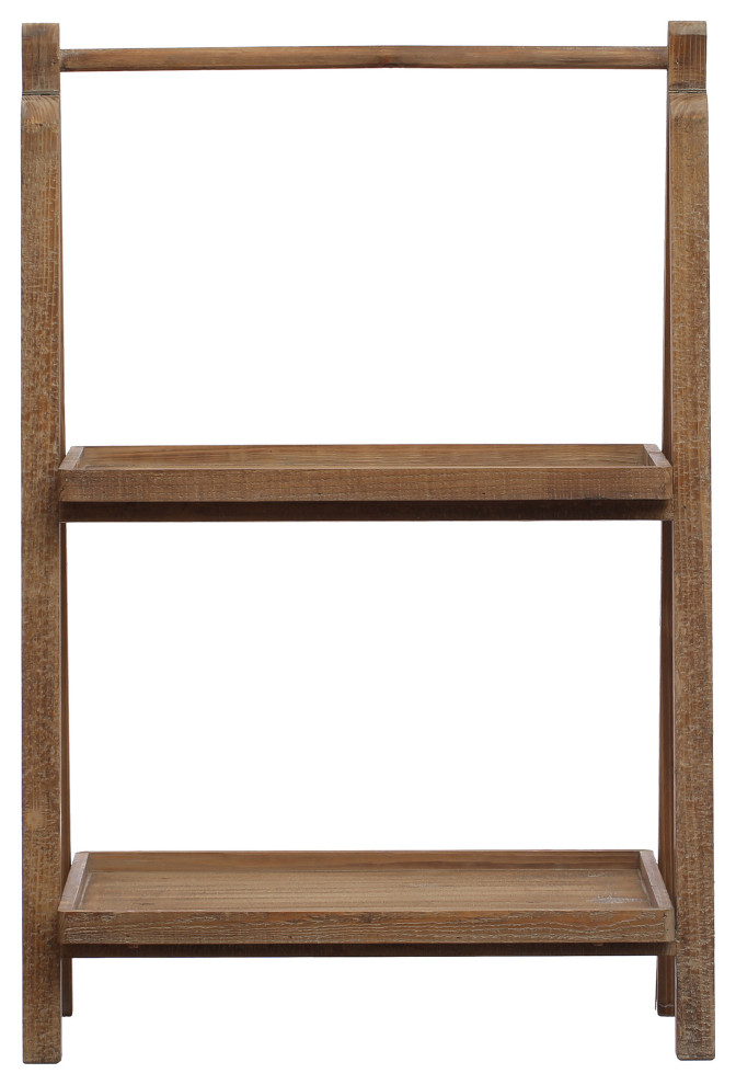 Rustic 2-Tier Wood Folding Stand/Shelf, Natural - Rustic - Display And ...