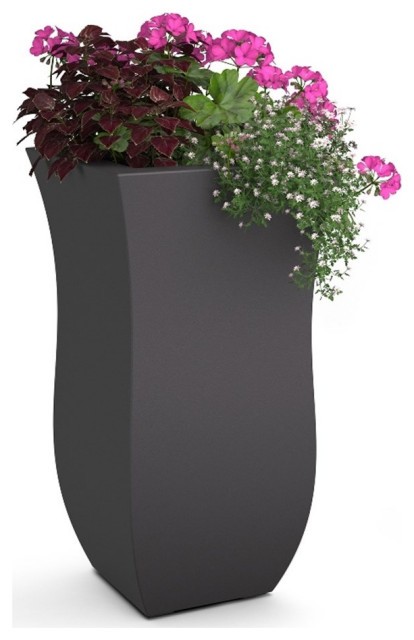 Mayne Valencia 30" Modern Polyethylene Resin Tall Planter in Graphite ...