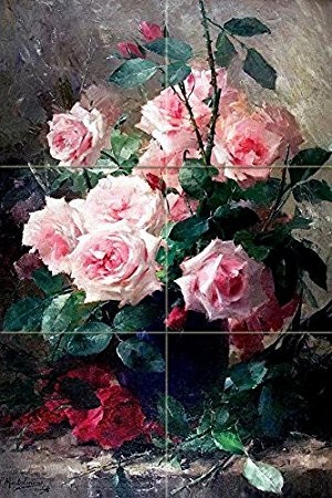 Tile Mural Pink Roses Kitchen Bathroom Wall Backsplash, Four Inch ...