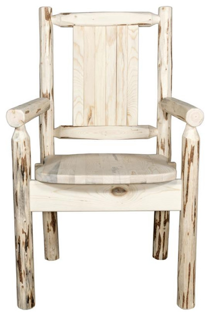Montana Woodworks Wood Captain's Chair with Moose Design in Natural ...