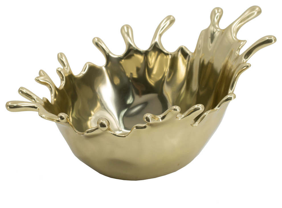 Aluminum Abstract Decorative Bowl 15x13.5x6.5" - Contemporary ...