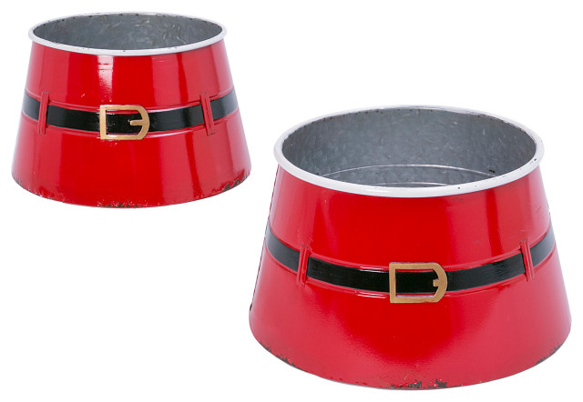Set of 2 nesting metal Santa belt mini tree collars - Traditional ...