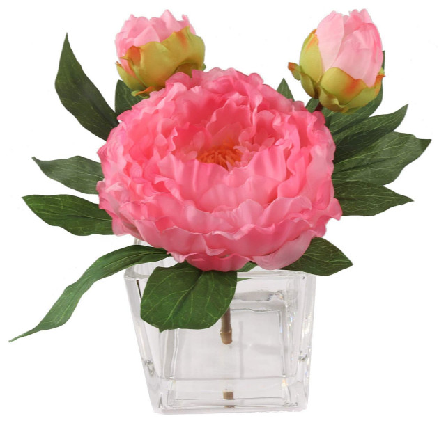 Pre-Made Pink Peony Arrangement Floral Decor - Modern - Artificial ...