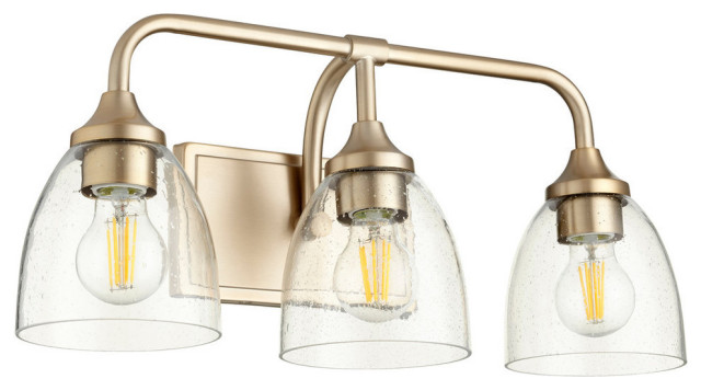 Quorum Enclave Vanity 5059-3-280, Aged Brass W/ Clear/Seeded - Transitional - Bathroom Vanity ...