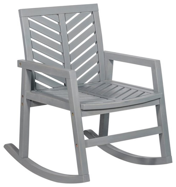Afuera Living Outdoor Wood Patio Chevron Rocker in Gray Wash ...