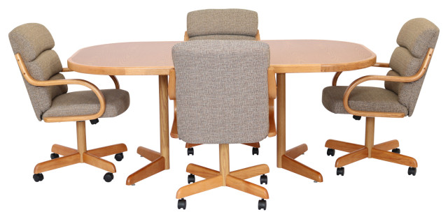 5-Piece 42x[54/72] Caster Dining Set Laminate Table Top & Pewter Caster ...