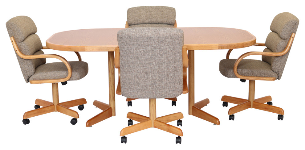 5-Piece 42x[54/72] Caster Dining Set Laminate Table Top & Pewter Caster ...