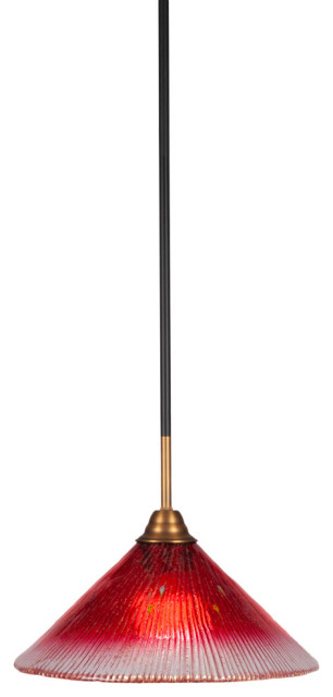 Paramount 1-Light Mini Pendant, Matte Black & Brass, 12" Raspberry ...