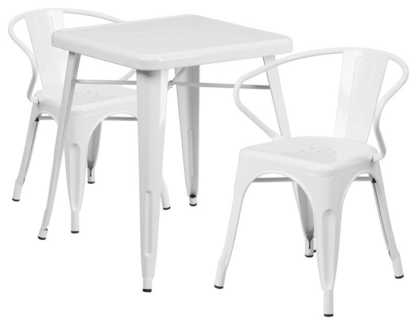 Flash Furniture 28" Square Metal Bar Table in Silver - Contemporary ...