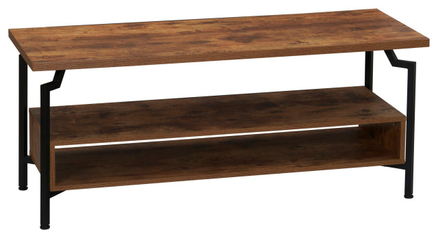 Crown TV Stand, Rectangular Storage Compartment Rustic Hickory, Black ...