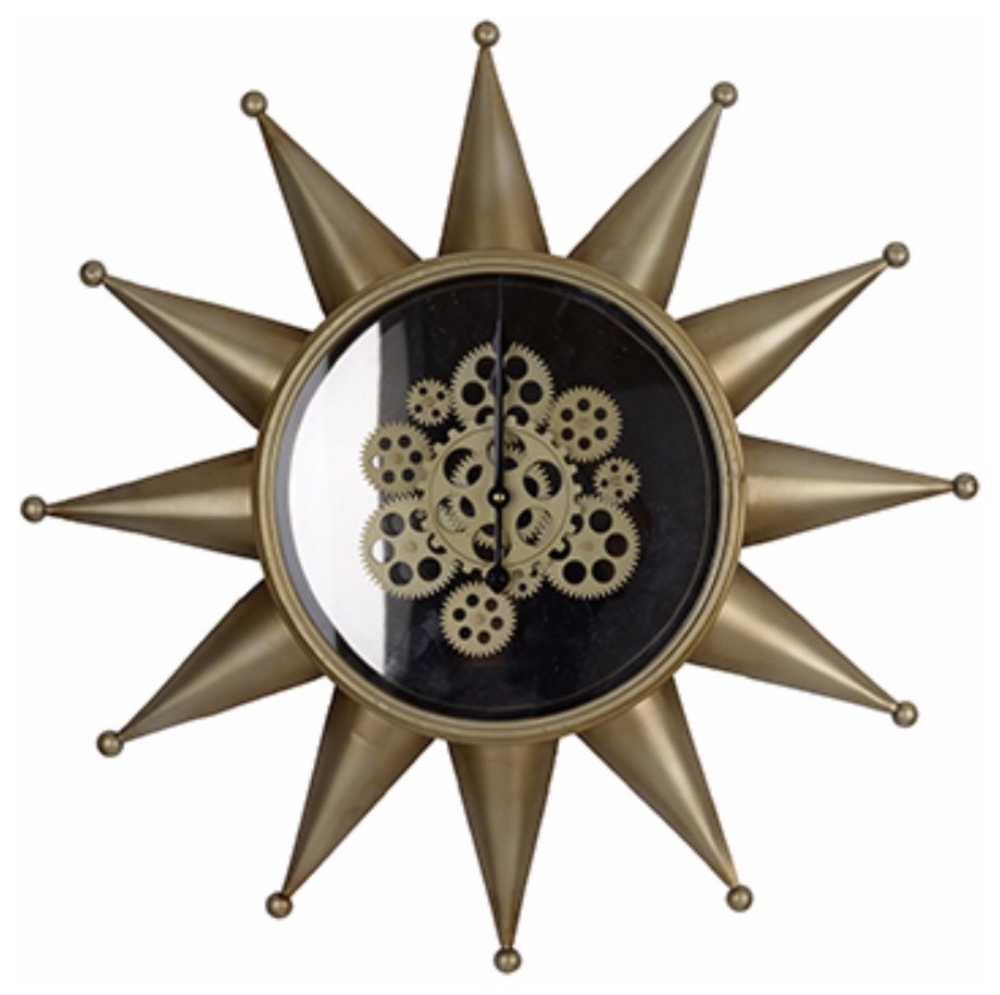 BM145753 Stylized Clock, Matt Gold - Industrial - Wall Clocks - by ...