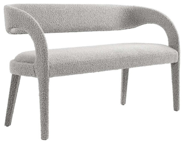 Modway Pinnacle 20" Upholstered Boucle Fabric Accent Bench in Taupe ...