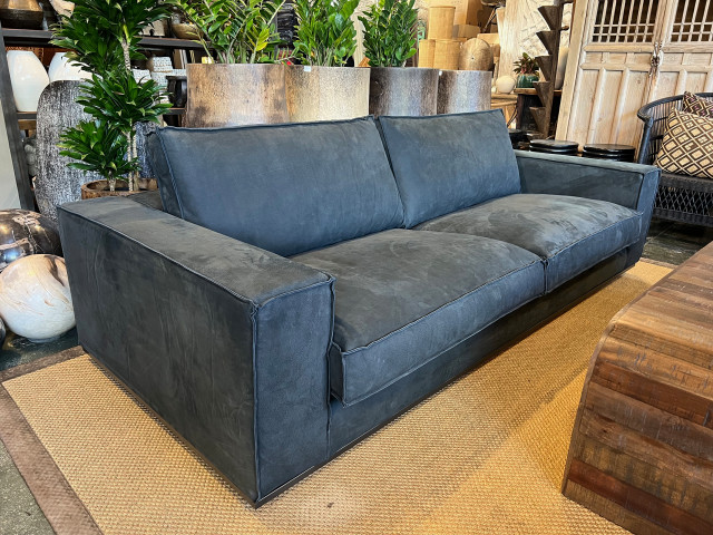 Slate Gray Nubuck Leather Sofa - Transitional - Sofas - by Design Mix ...
