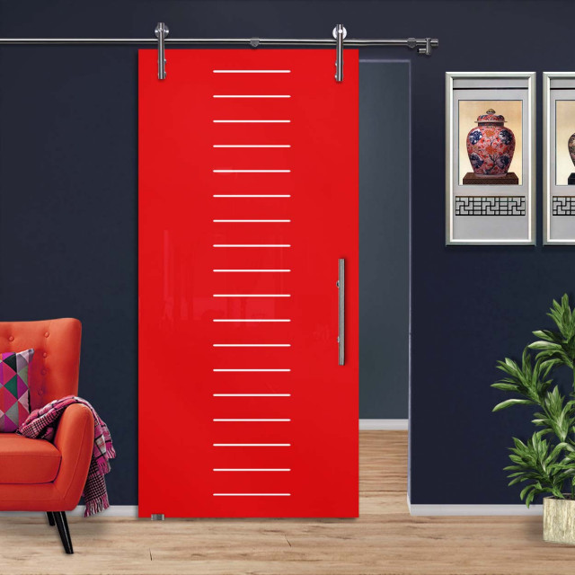 Sliding Door With Painted Glass & Modern Design V1000, 40"x81 ...