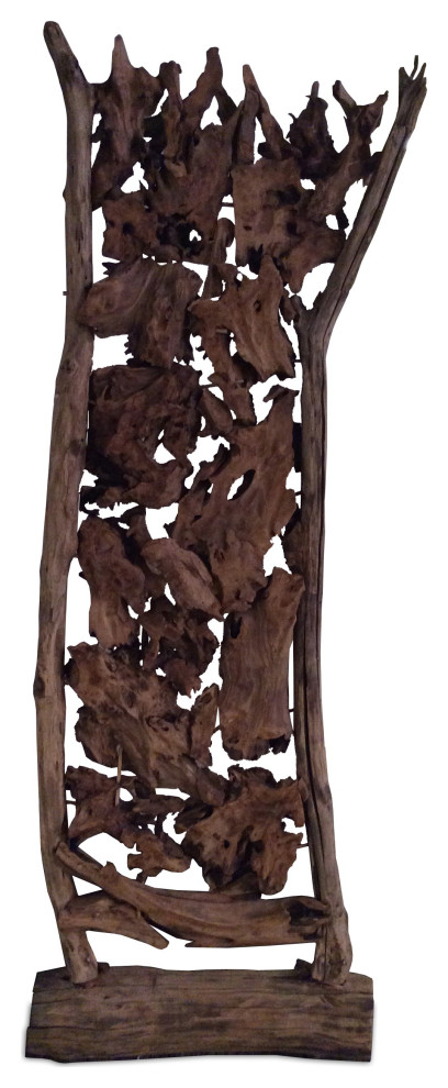 Desert Inspired Reclaimed Wood Sculpture Screen - Rustic - Decorative ...
