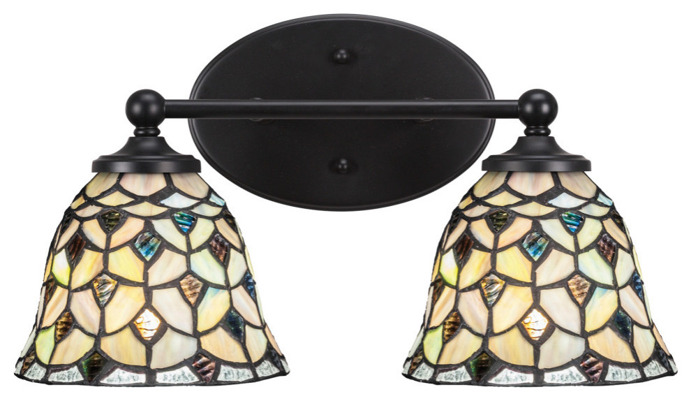 Capri 2-Light Bath Bar, Matte Black/Crescent Art - Victorian - Bathroom ...