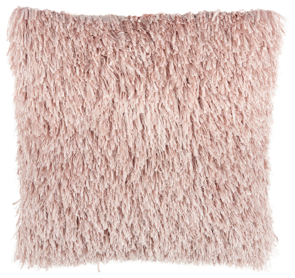 Nourison Home 20"x20" Mina Victory Shag Soft Ribbon Shag Blush Throw ...
