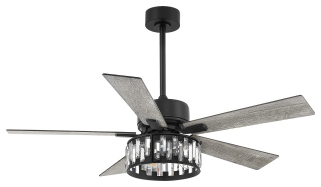 52" Crystal Chandelier 5-Blade Ceiling Fan with Remote Control and ...
