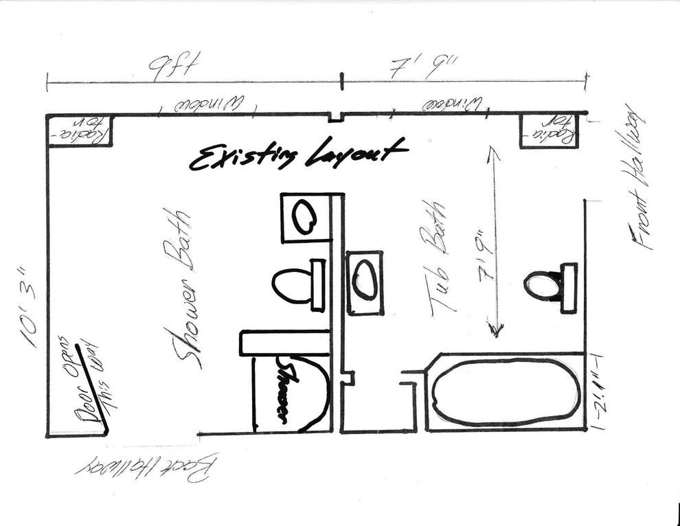 New layout for two adjoining bathrooms