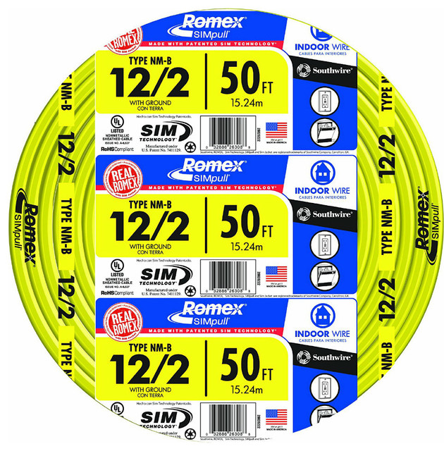 Southwire 28828222 Romex Non-Metallic Sheathed Cable, Copper, 50' - Contemporary - Cable ...
