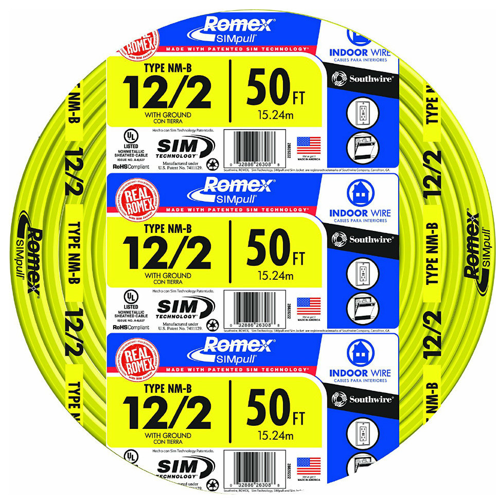 Southwire 28828222 Romex Non-Metallic Sheathed Cable, Copper, 50 ...