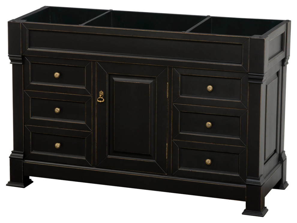 55 Inch Single Bathroom Vanity in Black - Traditional - Bathroom ...