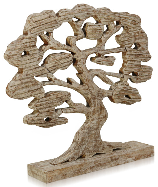 Vintage Tree Of Life Natural Wood Carved Table Top Sculpture - Rustic ...