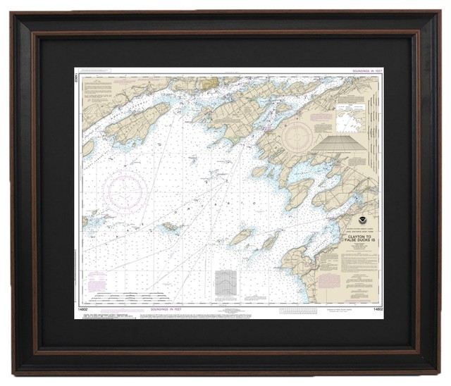 Framed Nautical Chart, Lake Ontario, Clayton to False Ducks lsland ...