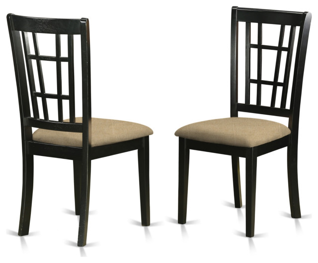 Set of 2 Chairs Nicoli Kitchen Chair With Microfiber Upholstered Seat ...