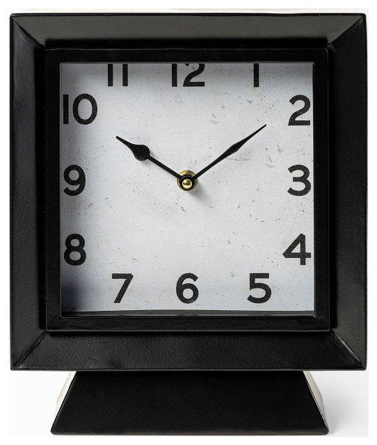 HomeRoots Black Metal Square Desk / Table Clock - Contemporary - Desk ...