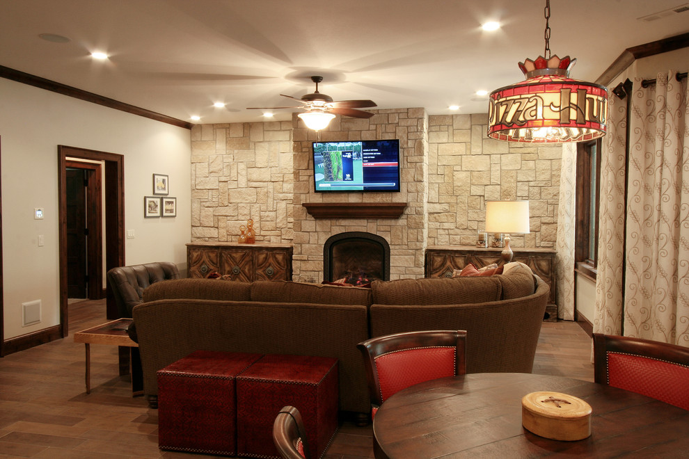 Lodge Inspired Residence - Basement Living - Rustic - Basement - Kansas ...