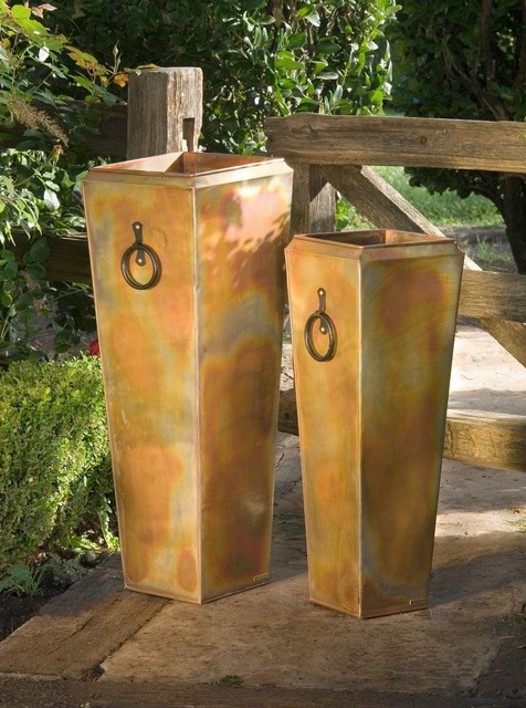 Tall Planter, Outdoor, Indoor Rustic Patio Deck Garden, 2-Piece Set ...