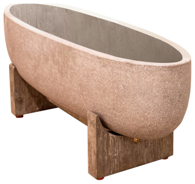 Patio 25" Wide Oval Standing Pot - Transitional - Outdoor Pots And ...