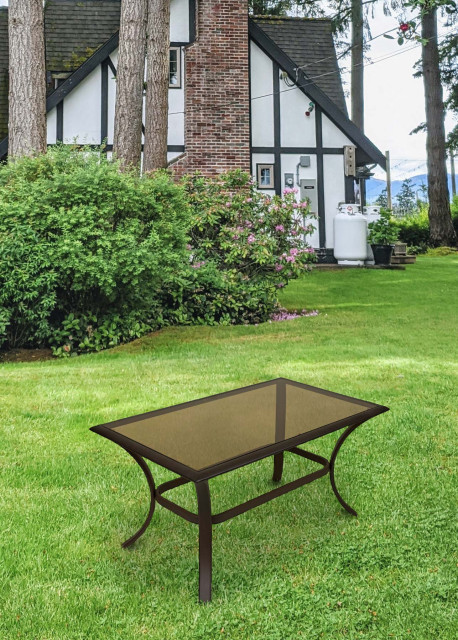 Garden Elements Bellevue Patio Glass-Top Coffee Table, Espresso ...