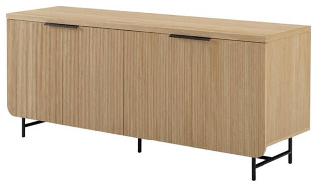 69" Scandinavian 4 Door Wood Sideboard - Oak / Black - Transitional ...