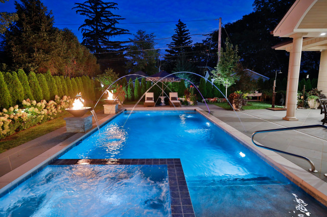 Park Ridge, IL Rectilinear Swimming Pool with Interior Hot Tub ...