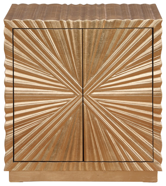 Tiffany Gold Side Table With Interior Shelf - Transitional - Side ...