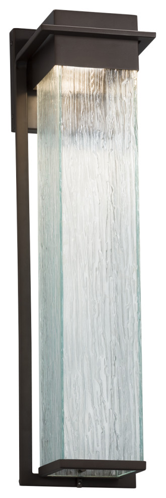 Pacific 24" LED Outdoor Wall Sconce, Dark Bronze & Rain Artisan Glass ...