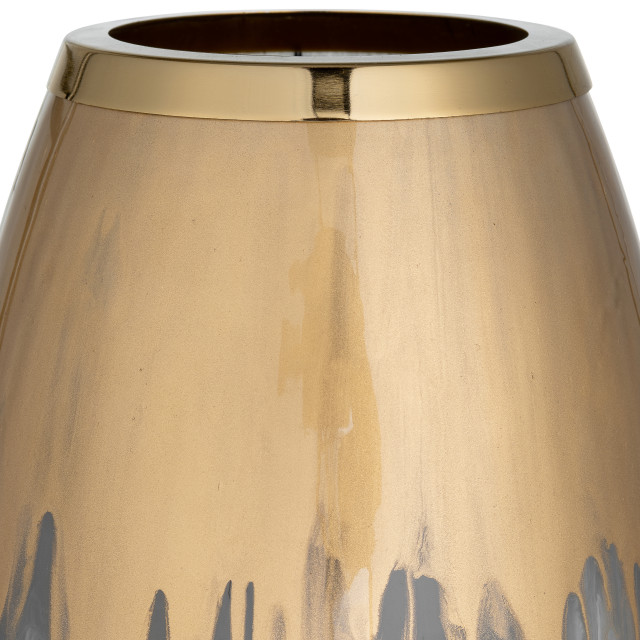 18"H Glass Vase W Metal Ring, Champagne, 9x9x18 inches - Contemporary ...